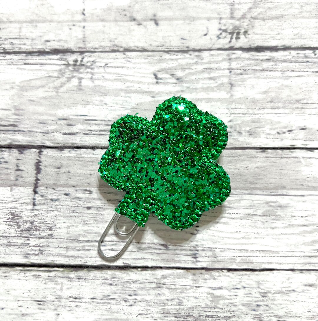 Glitter Shamrock Planner Paperclip Bookmark, St Patrick's Bookmark ...