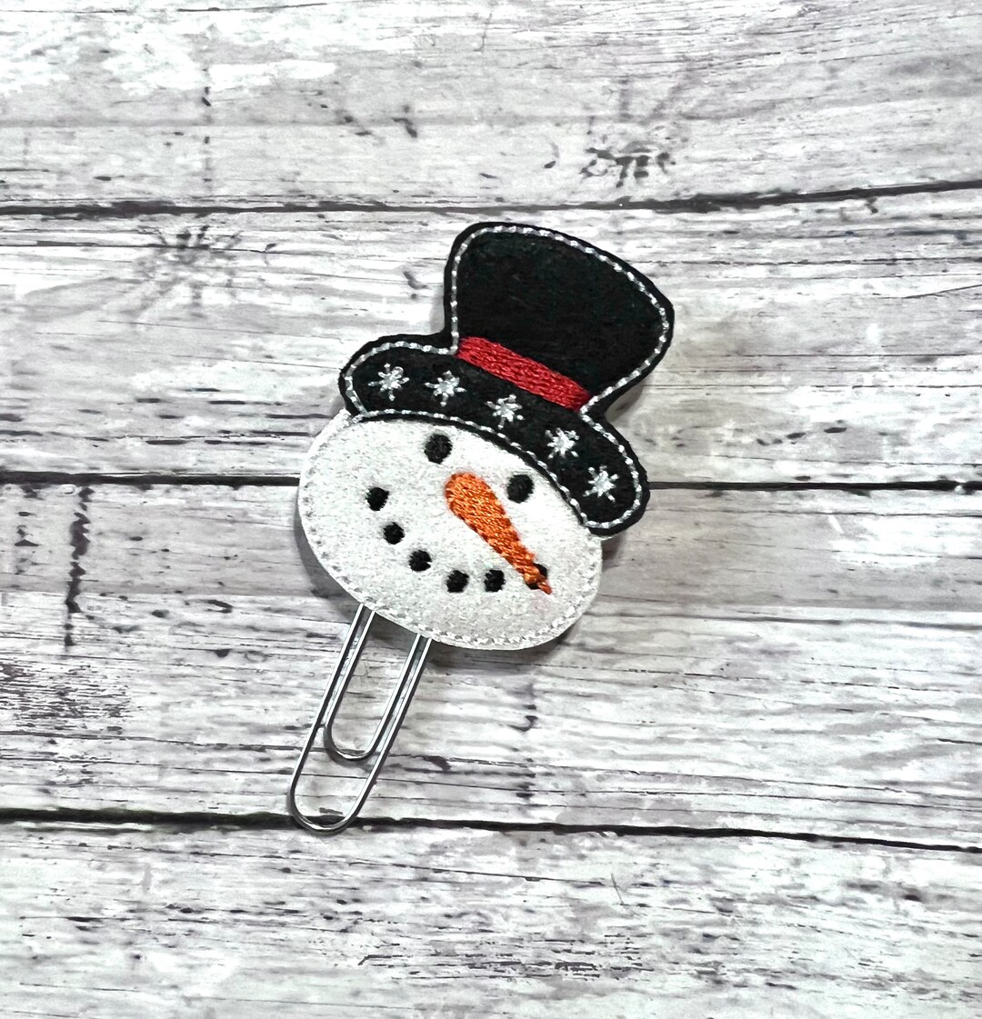Snowman Feltie Paper Clip, Glitter Christmas Planner Clip, Snowman ...
