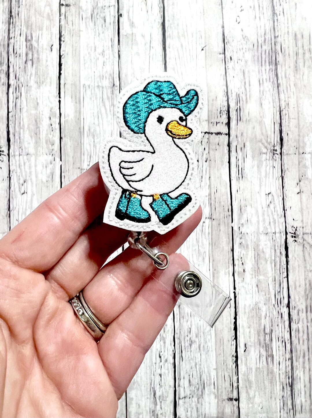 Teal Cowboy Goose Badge Reel, Silly Goose Badge Reel, Western Goose ...
