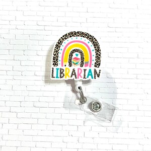 Librarian Badge Reel, Rainbow Name Badge Holder, School Id Holder ...