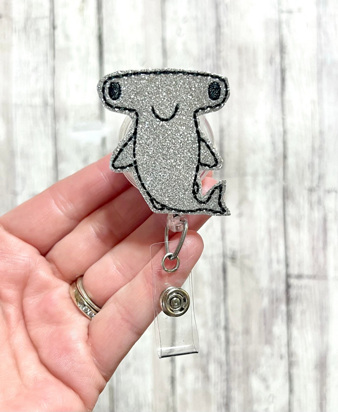 Hammerhead Shark Badge, Ocean Badge Reel, Interchangeable Badge Topper ...