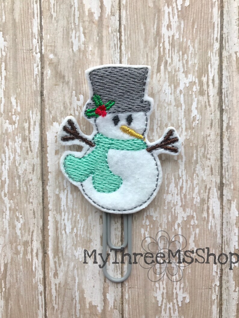 Snowman Feltie Planner Clip Paperclip Bookmark Felt Paper | Etsy
