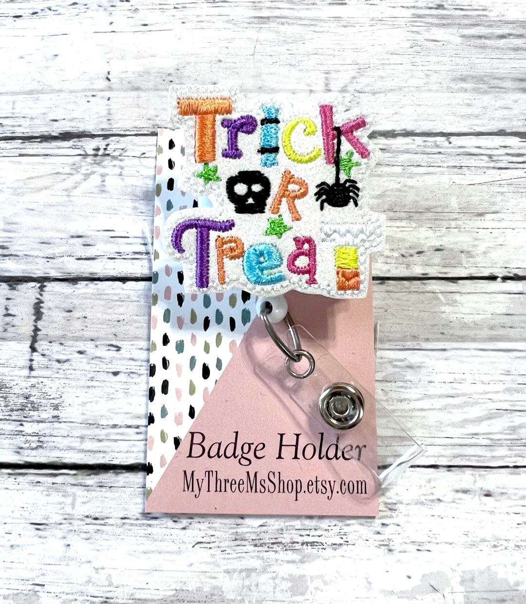 Trick or Treat Badge Reel, Halloween Badge, Interchangeable Badge ...