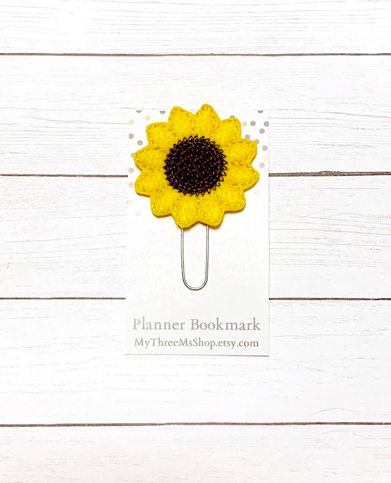 Sunflower Feltie Paperclip Bookmark Flower Feltie Planner | Etsy