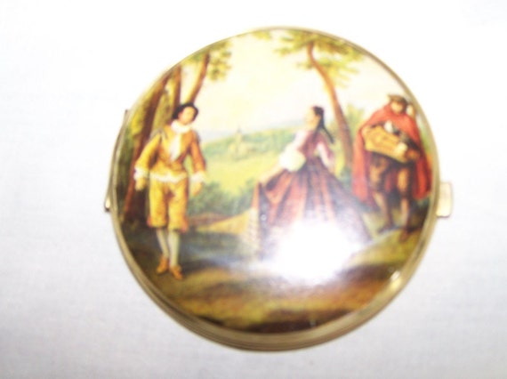 Vintage Compact Victorian Mirror Germany Round - Gem