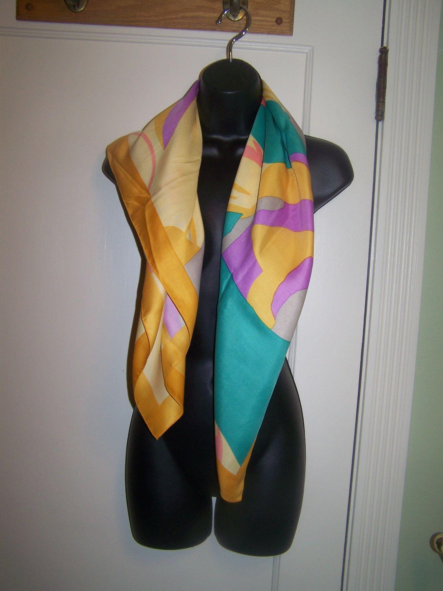 Vintage Sunkyung Sa Scarf Multi Abstract Square - Etsy