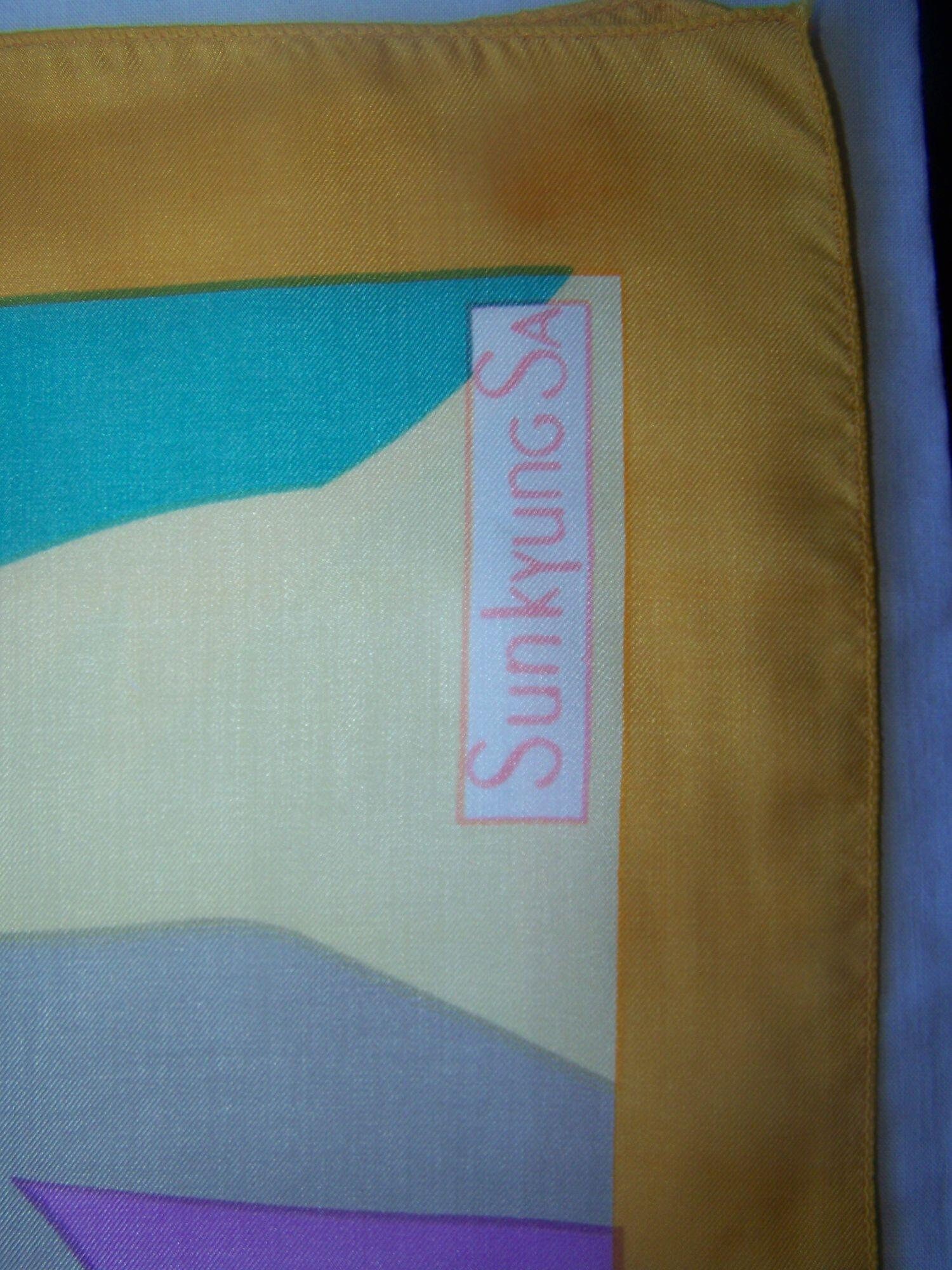 Vintage Sunkyung Sa Scarf Multi Abstract Square - Etsy