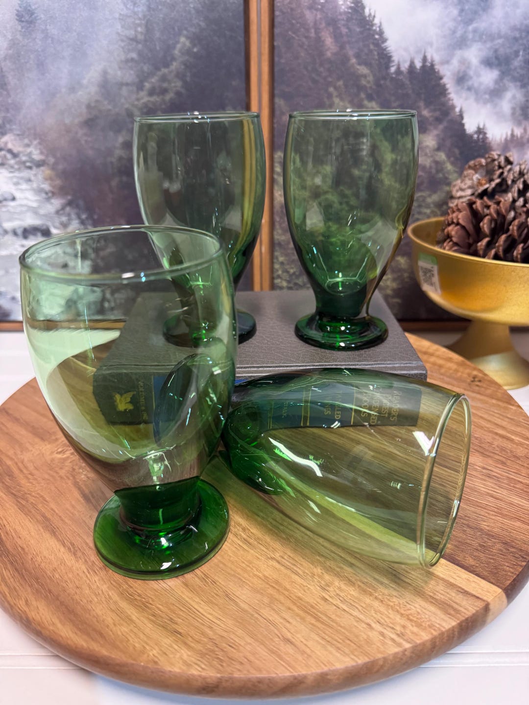 Vintage Cristar Libbey Glass Emeral Green Footed Glasses - Etsy