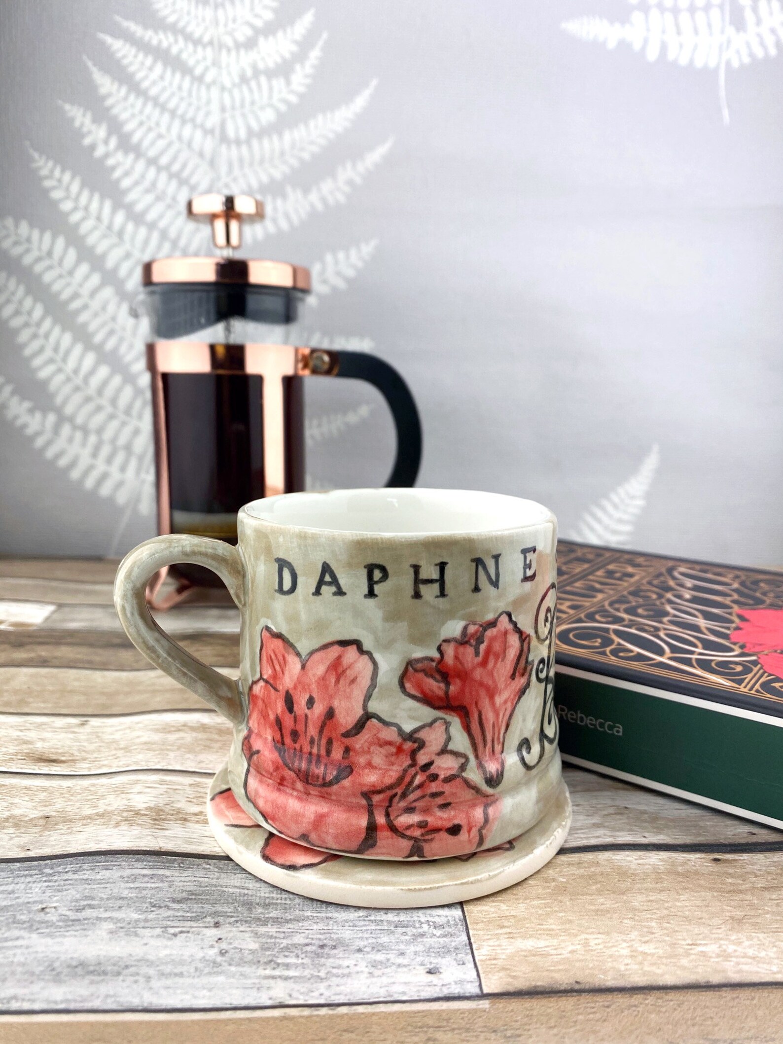 Rebecca espresso mug Rebecca coaster Hand painted espresso | Etsy