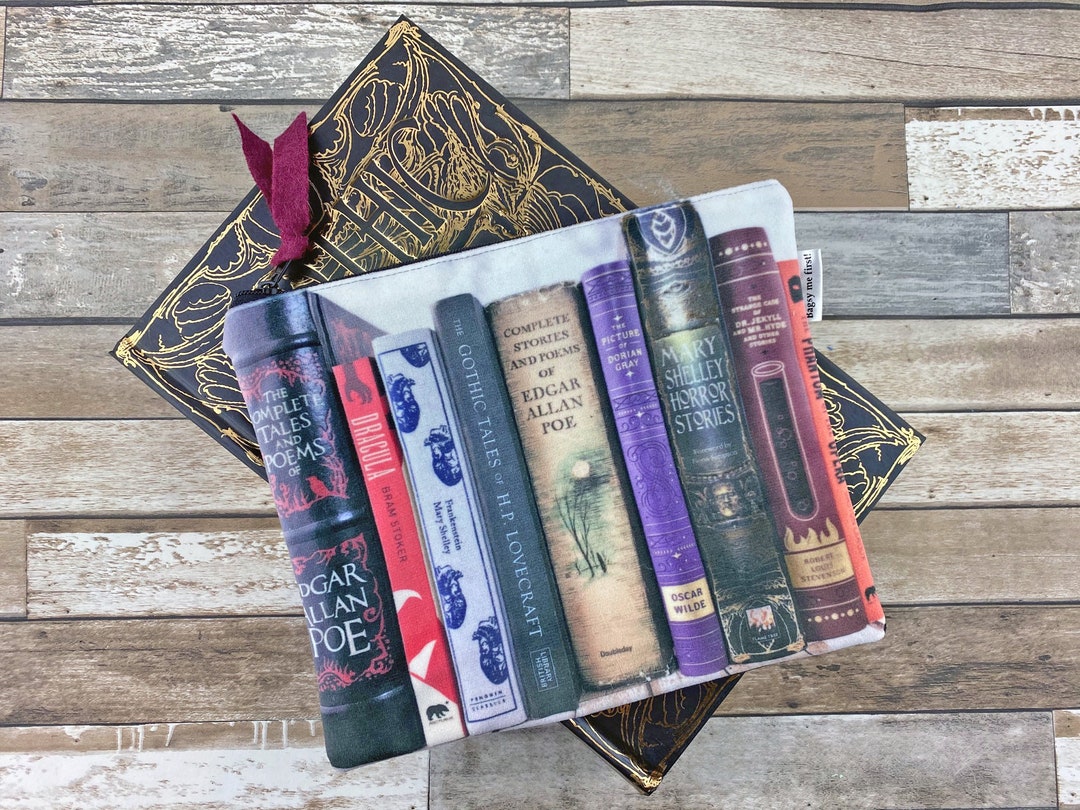 Velvet Book Bag, Horror Pouch, Horror Purse, Book Stack Bag, Book Pouch ...