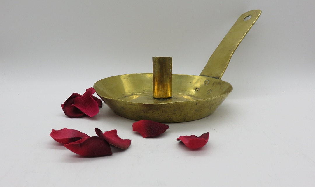 Frying Pan Candlestick/antique Farmhouse Candleholder/brass Candlestick ...