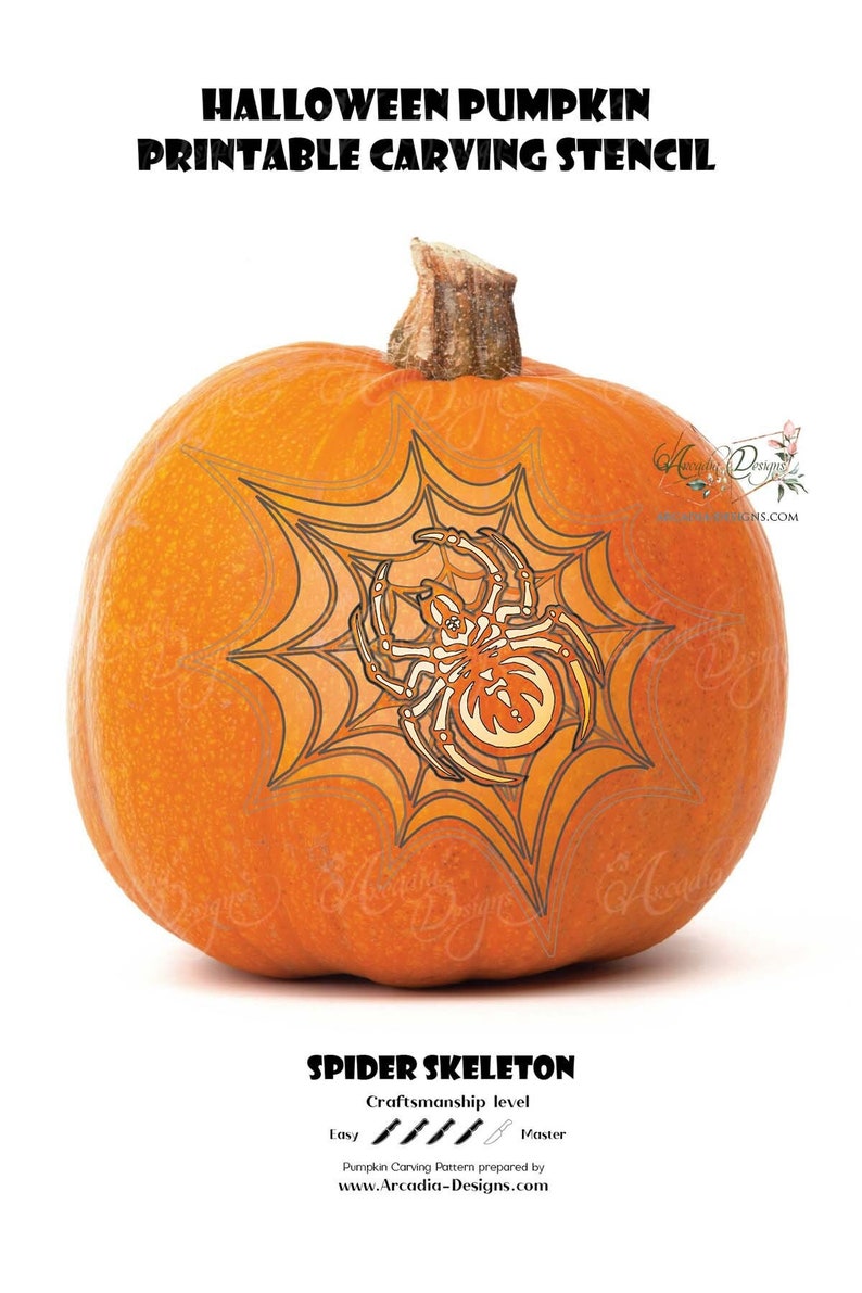 Skeleton & Spider Web Printable Stencil Halloween Pumpkin - Etsy