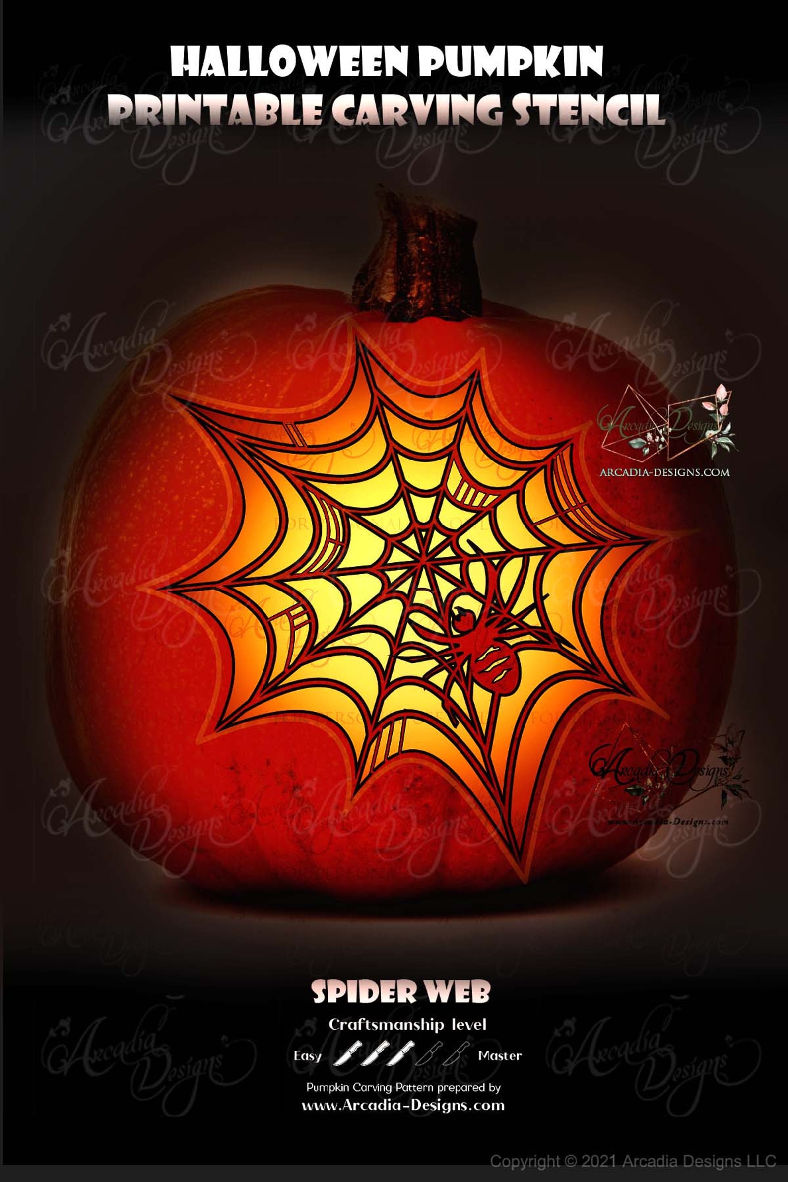 Skeleton & Spider Web Printable Stencil Halloween Pumpkin - Etsy