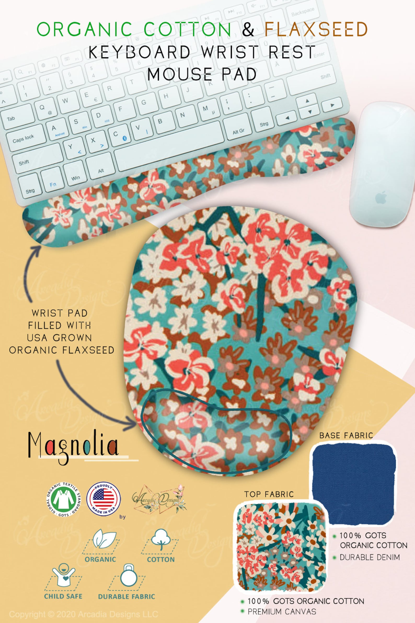 Cute Cactus Keyboard Rest and Mouse Pad Organic Cotton & - Etsy