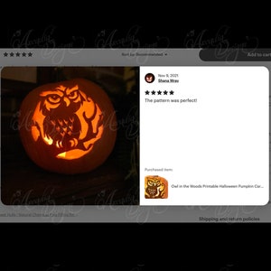 Owl in the Woods Printable Halloween Pumpkin Carving Pattern | Etsy