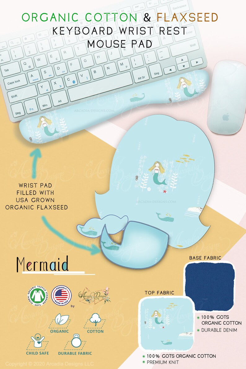 Cute Cactus Keyboard Rest and Mouse Pad Organic Cotton & - Etsy