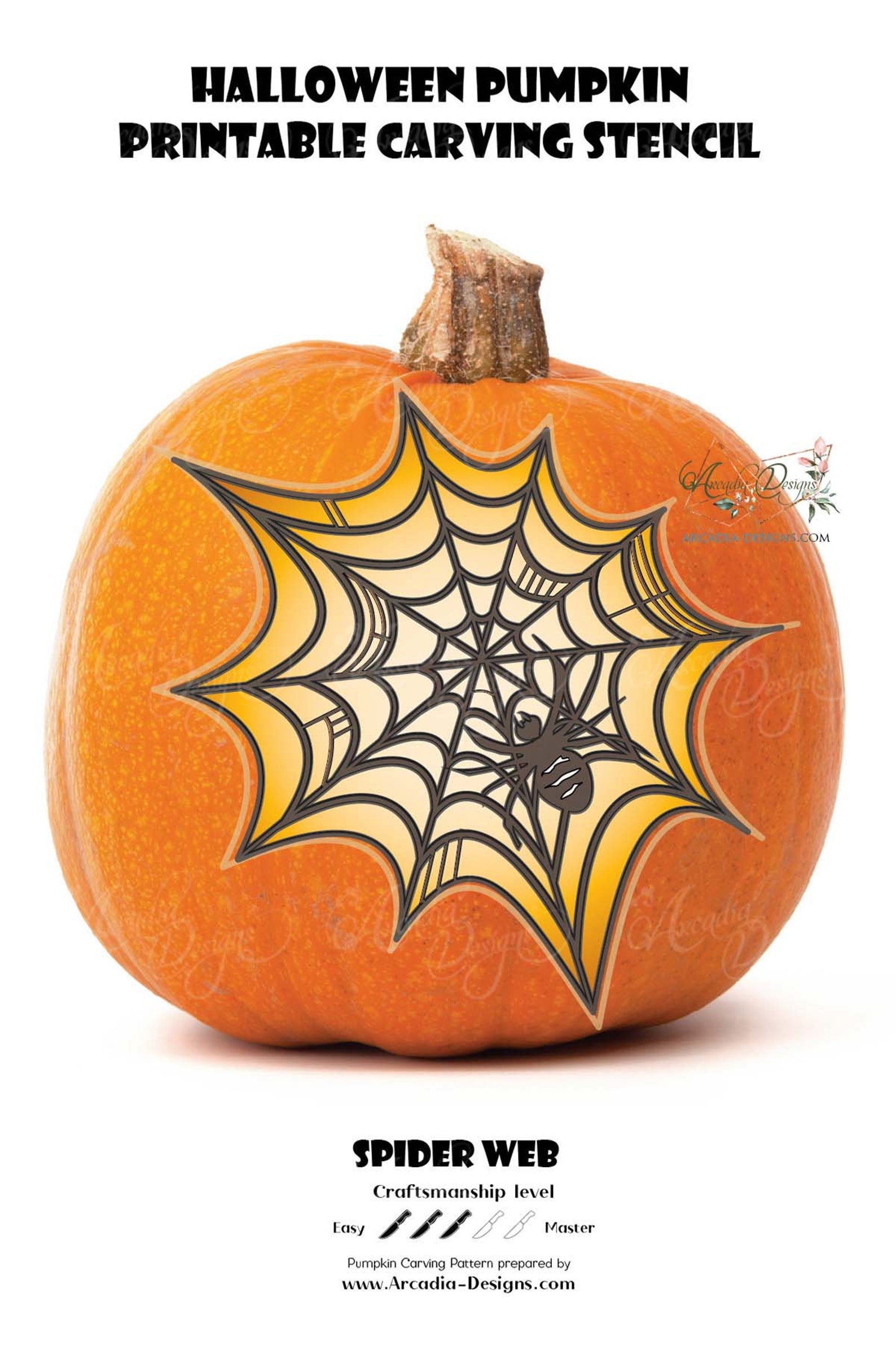 Skeleton & Spider Web Printable Stencil Halloween Pumpkin - Etsy