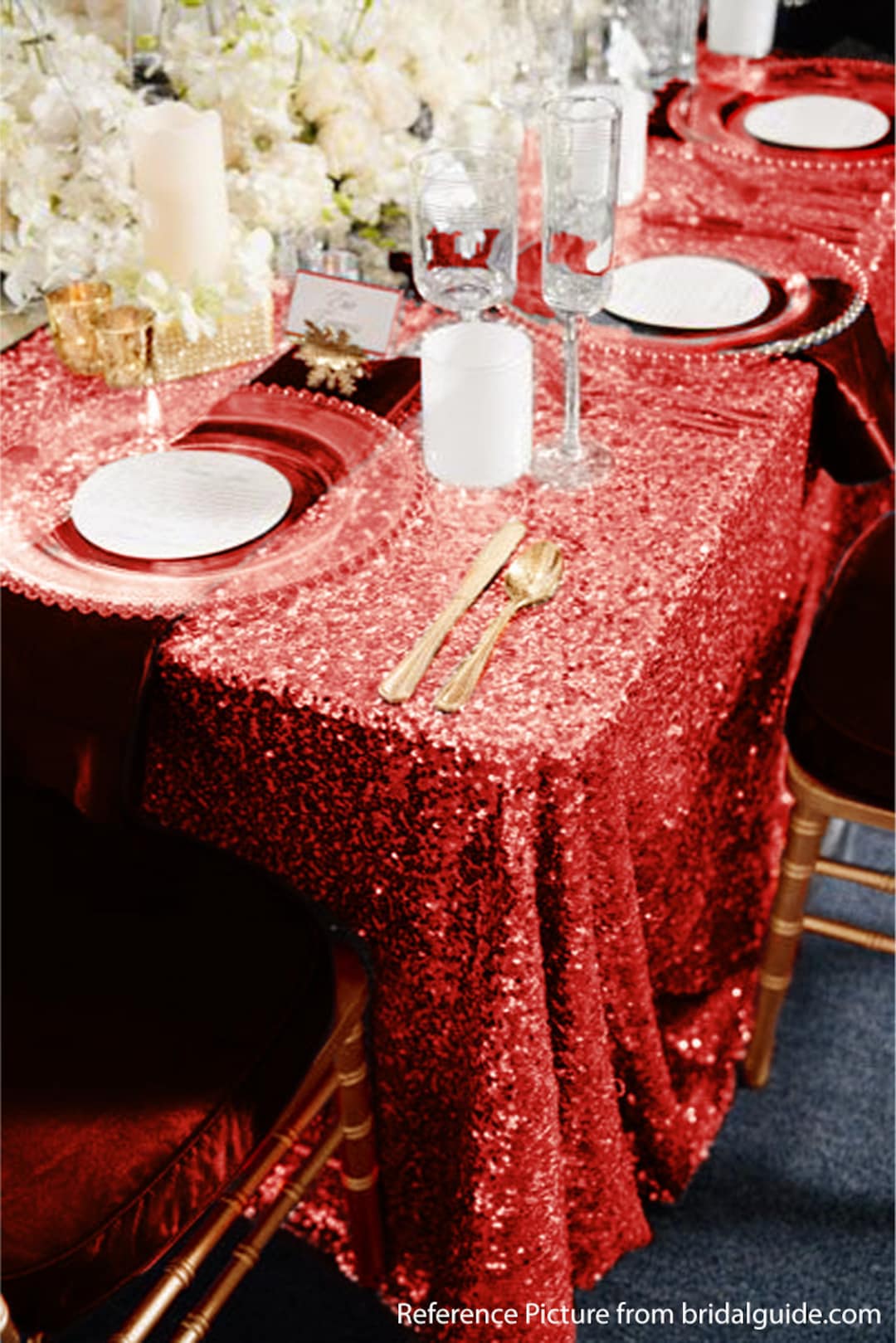 Christmas Sequin Red Table Cloth | Sparkly Red Table Decor for ...