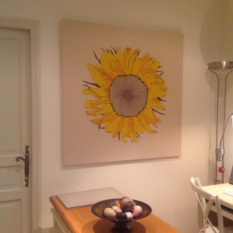 Vintage Sunflower Screen Print UNUSED Fabric - Etsy