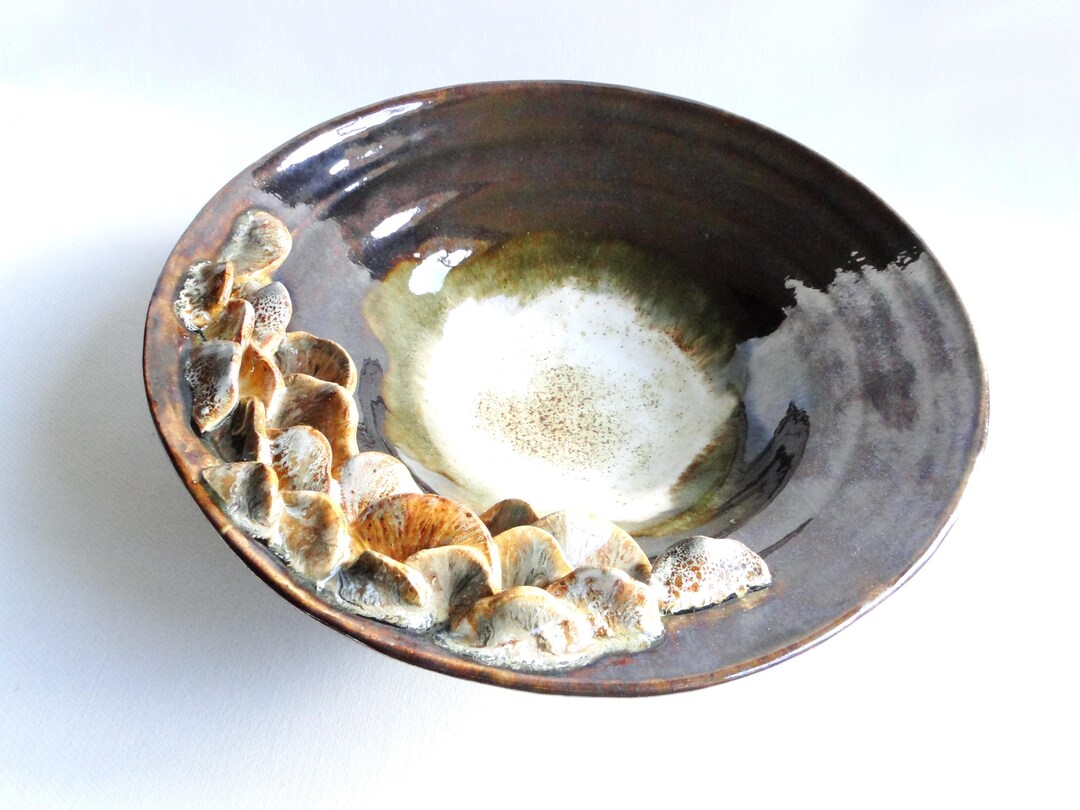 Ceramic Bowl With Bracket Fungus Decoration - Studio Pottery - Fungi ...