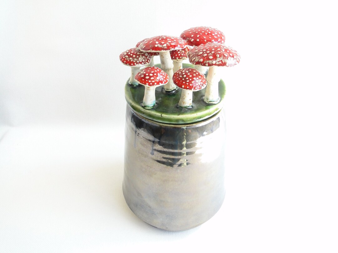 Lidded Ceramic Pot, Cremation Urn, Funerary Urn, Toadstools, Toadstool ...