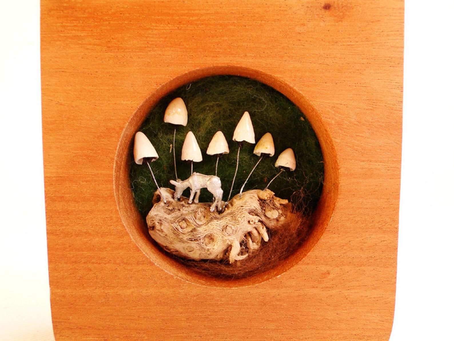 Hand Made Shadow Box With a Pewter Deer and Clay Toadstools Scene - Etsy