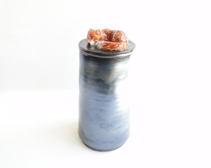 Lidded Ceramic Pot, Cremation Urn, Funerary Urn, Sleeping Fox, Fox ...