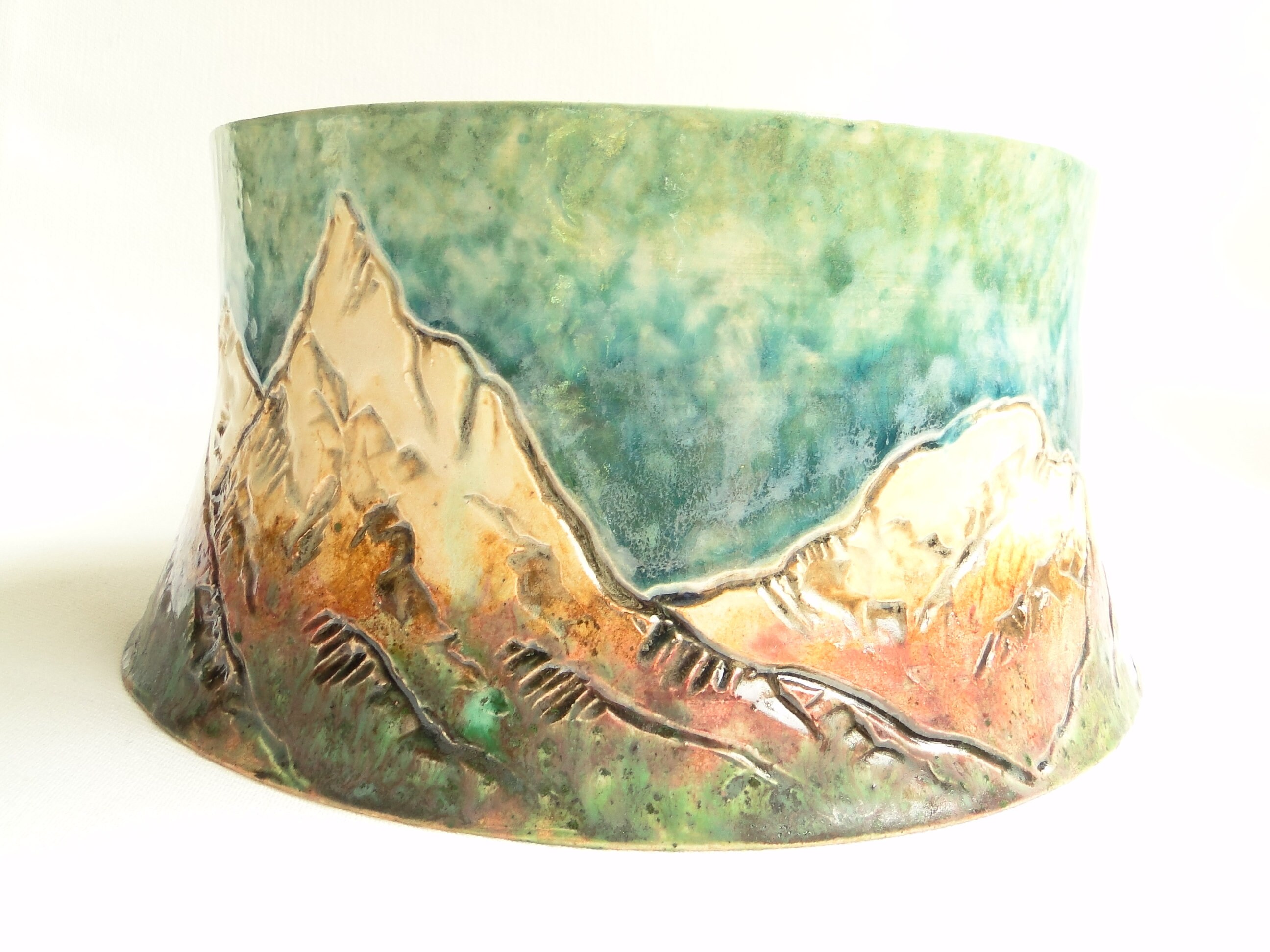 Ceramic Bowl With Mountain Decoration, Hand Thrown and Glazed - Studio ...