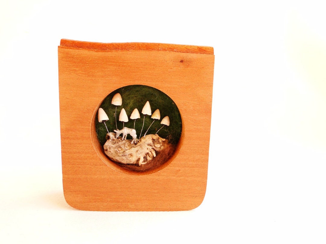 Hand Made Shadow Box With a Pewter Deer and Clay Toadstools Scene - Etsy