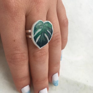 Monstera leaf ring plant lady flair cloisonné botanical | Etsy