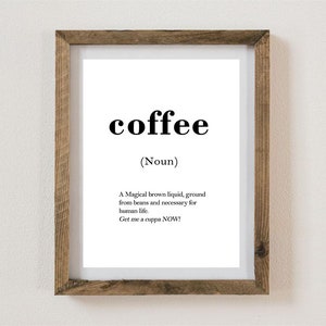 Printable Kitchen Wall Art - Modern Coffee Poster Print - Coffee Noun ...