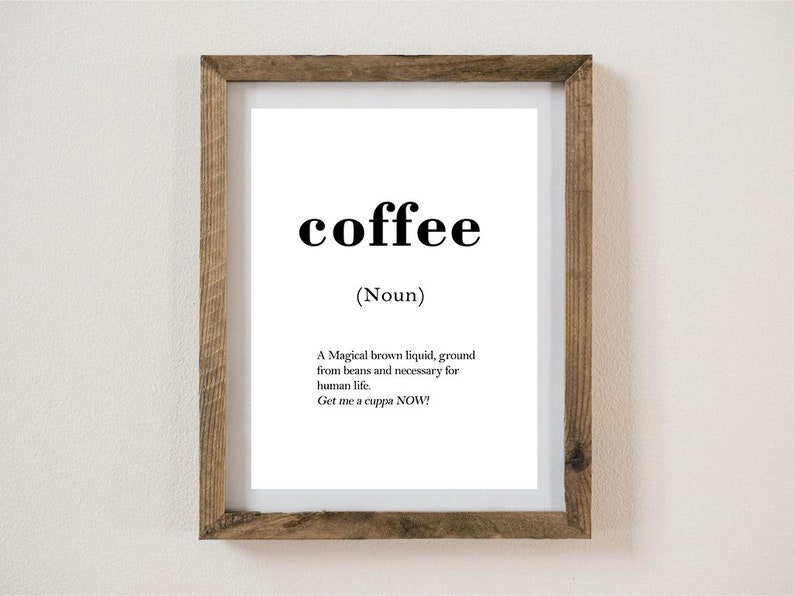 Printable Kitchen Wall Art - Modern Coffee Poster Print - Coffee Noun ...