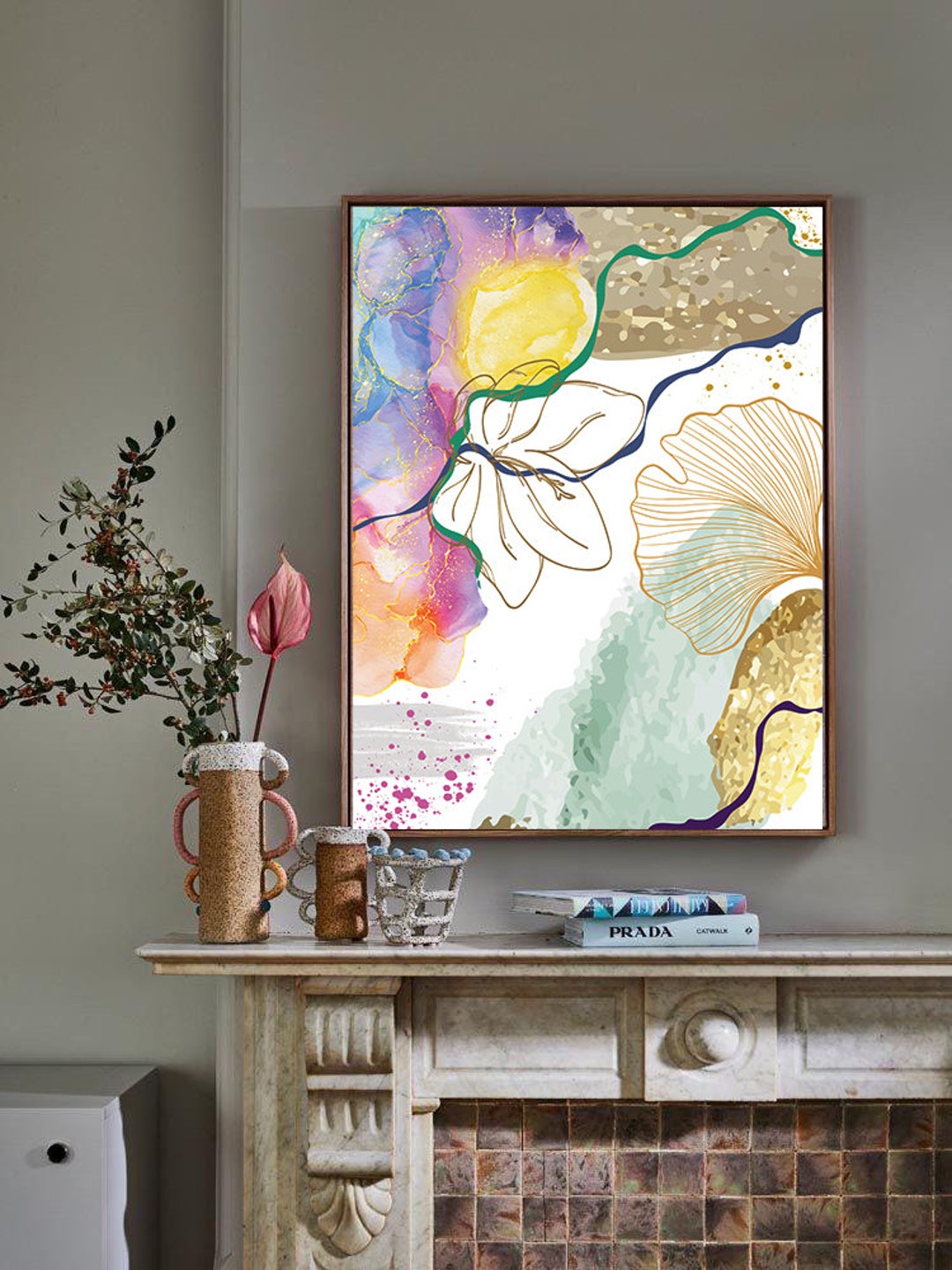 Printable Color Wall Art - Living Room Wall Art - Colors and Flowers ...