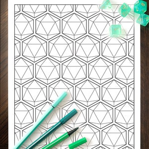 D&D Dice Coloring Page - D20 Icosahedron - Etsy