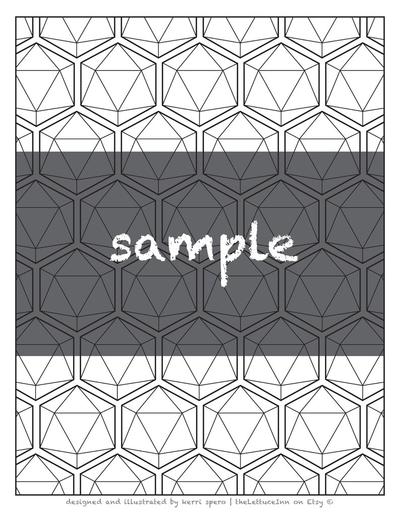 D&D Dice Coloring Page - D20 Icosahedron - Etsy