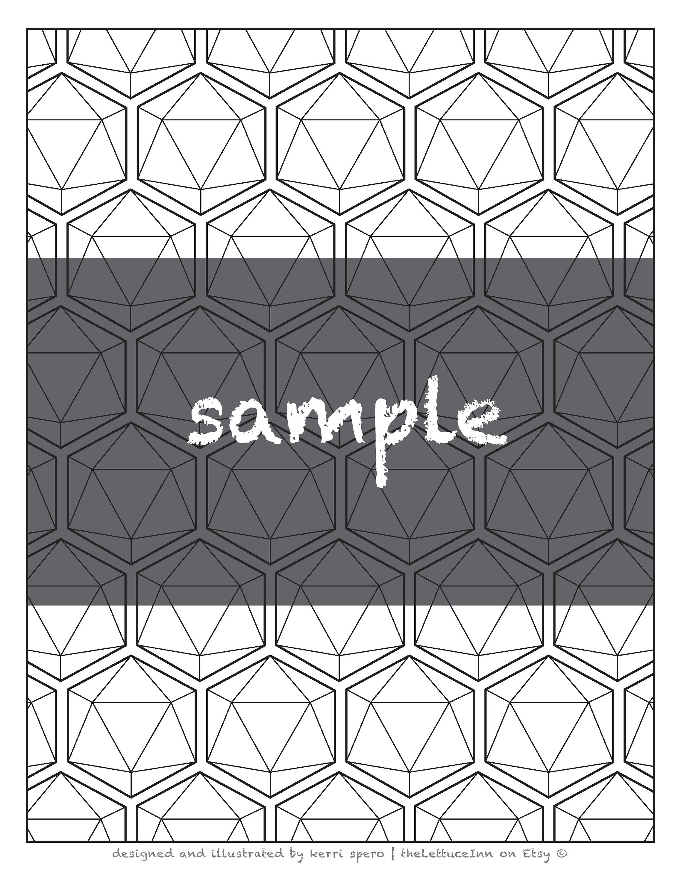 D&D Dice Coloring Page D20 Icosahedron (Download Now) - Etsy
