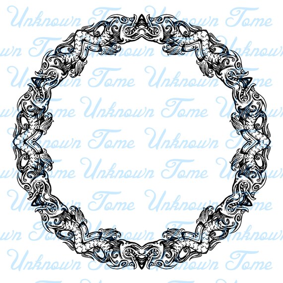 BORDER SEA Serpent CIRCULAR Graphic Design Image Instant | Etsy