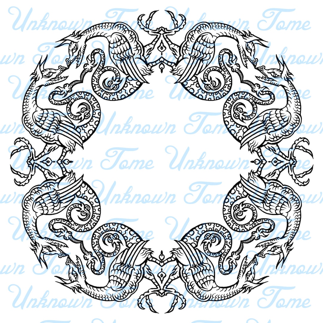 BORDER, WYVERN Dragon, CIRCULAR ~ Graphic Design Image ~ Instant ...