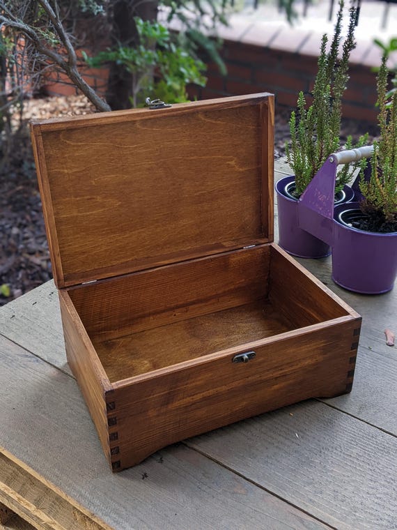 Brown Wooden Box With Clasp Lock jewelry Box ring Box gift Ideas natural Wood personalized Box personalisation letter Box Big Box with LOVE Etsy UK