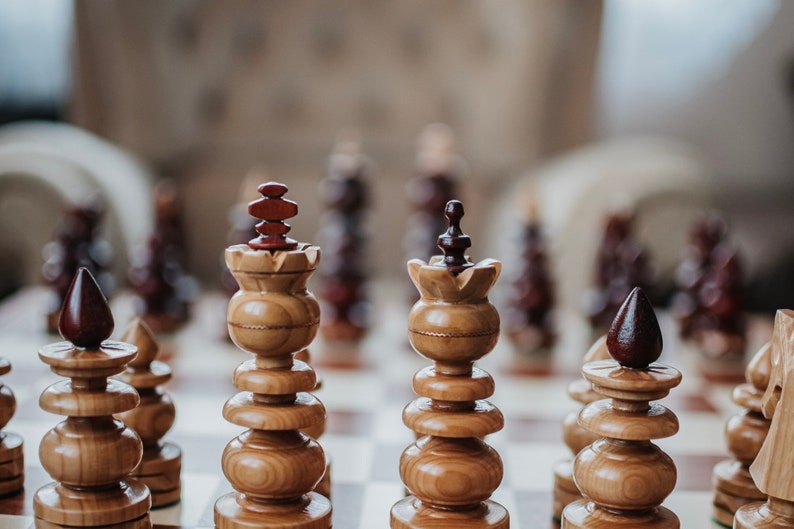 Prestigious Wooden Chess Board, Large Inlaid Cassette, Wooden Game ...