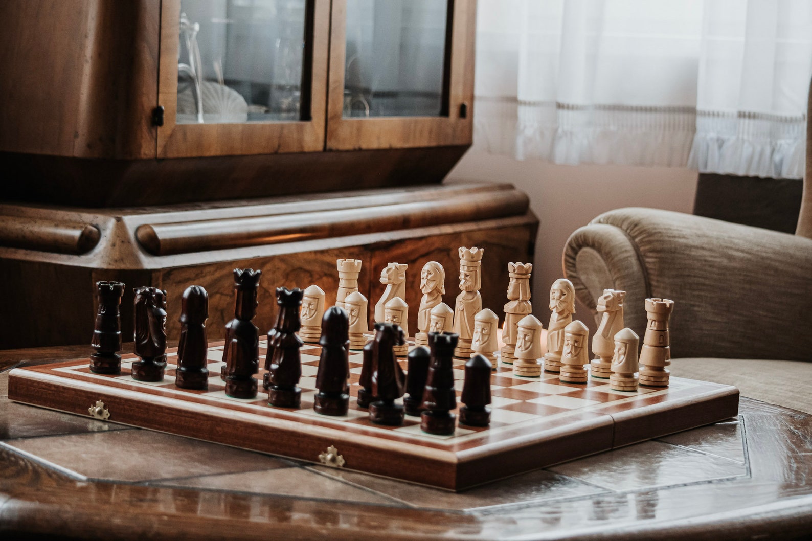 Hand Carved Chess Wooden Inlaid Chess Board Large Cassette - Etsy