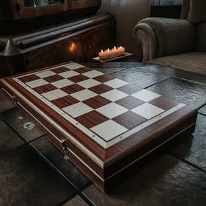 Hand Carved Chess, Wooden Inlaid Chess Board, Large Cassette, Wooden ...