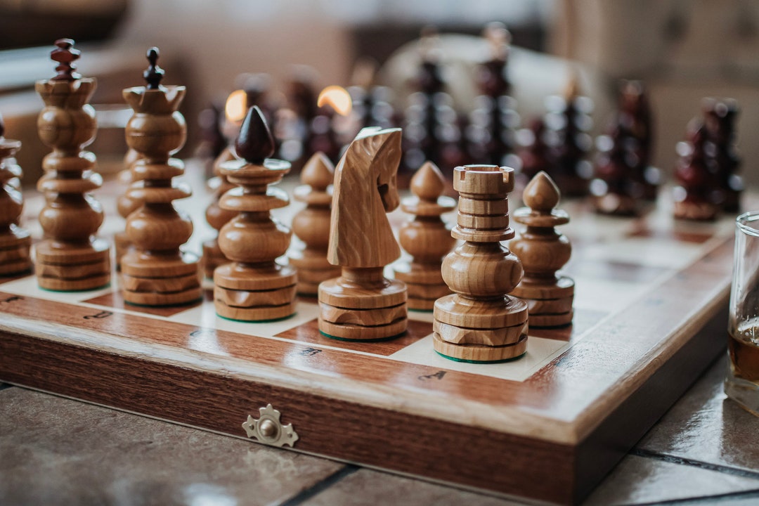 Prestigious Wooden Chess Board, Large Inlaid Cassette, Wooden Game ...