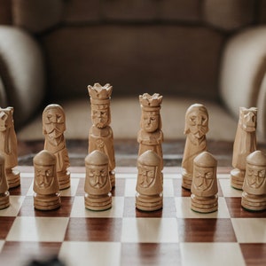 Hand Carved Chess, Wooden Inlaid Chess Board, Large Cassette, Wooden ...