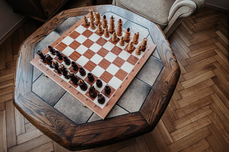 Prestigious Wooden Chess Board, Large Inlaid Cassette, Wooden Game ...