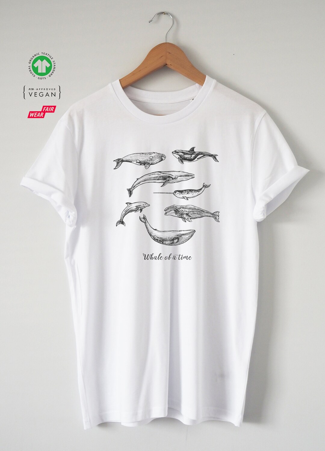 Whale of a Time ORGANIC Whale T-shirt Shirt Water Based Eco Ink High ...