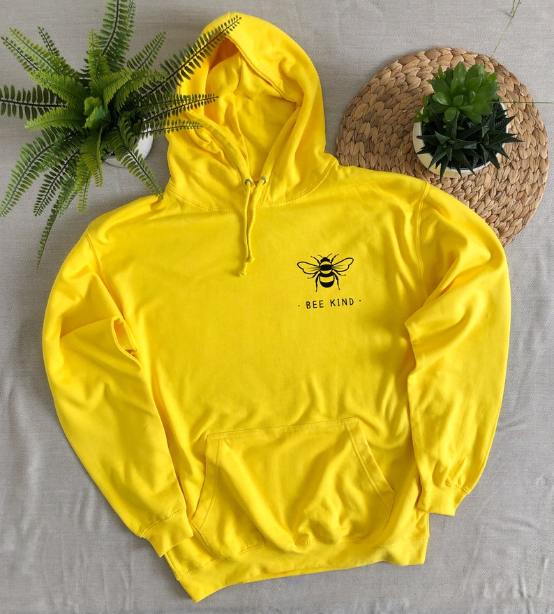 BEE KIND Hoodie Hooded Sweater Sweatshirt, Save the Bees Hoodie, Eco ...