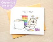 Pug art pug cards funny cards pins and magnets by Inkpug on Etsy