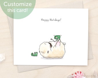 Pug art pug cards funny cards pins and magnets by Inkpug on Etsy