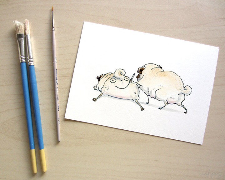 SMILE Funny Pug Art Print, Pug Butt Art, Dog Butts, Cute Pug ...